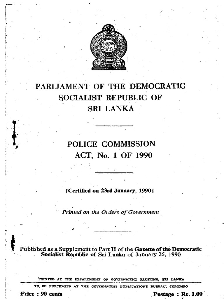 Police Commission Act No 01 of 1990 (E) | PDF