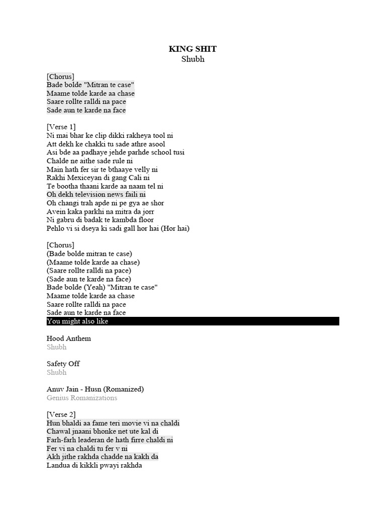 King Shit | PDF