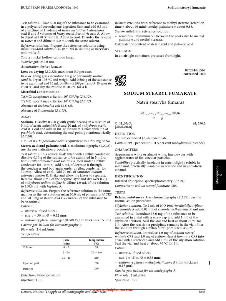 Sodium Stearyl Fumarate | PDF | Solubility | Sodium