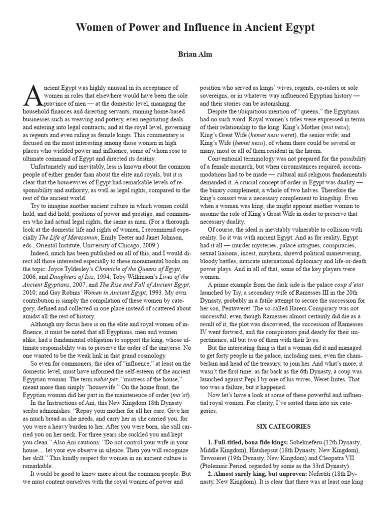 Women of Power and Influence in Ancient | PDF | Akhenaten | Hatshepsut
