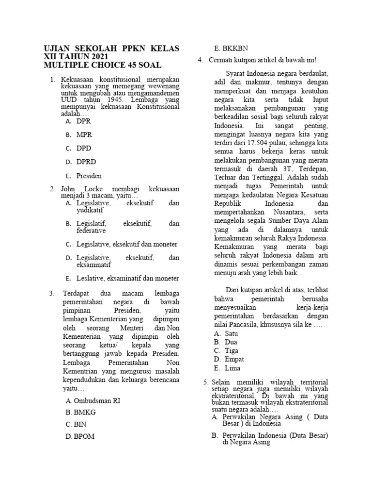 XII - PRAUS - PPKN 2022 Fix | PDF