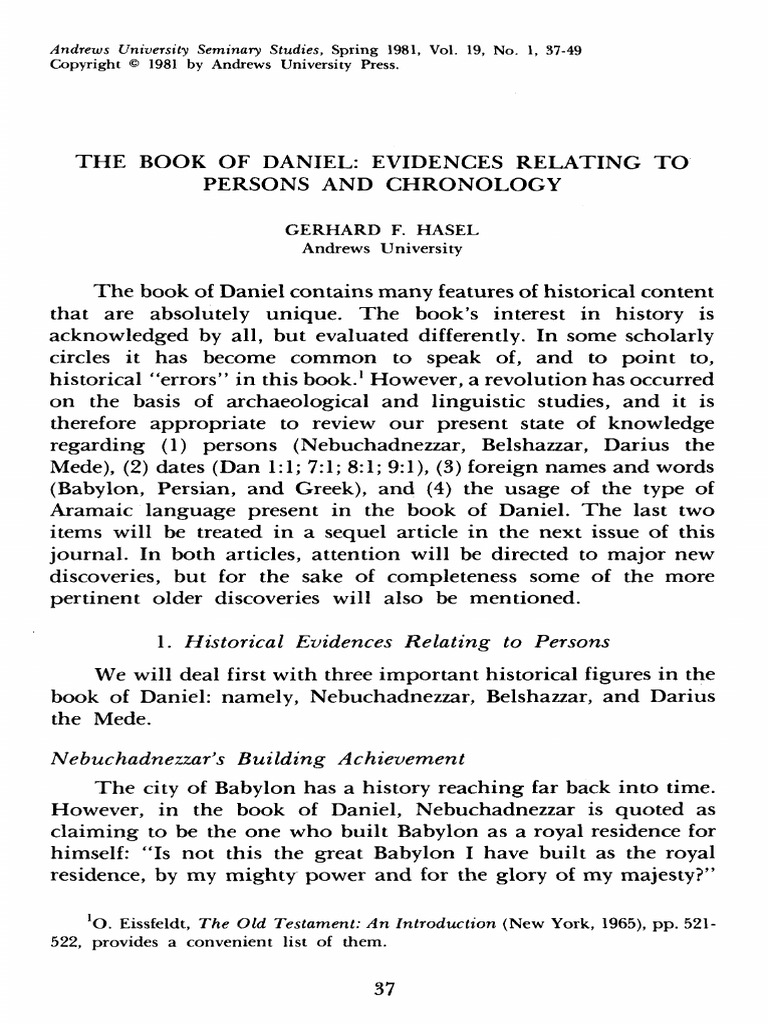 The Book of Daniel - Evidences Relating To Persons and Chronology | PDF ...