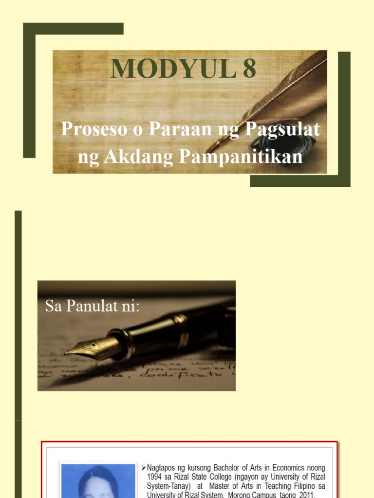 MODYUL 8 Poseso o Paraan NG Pagsulat NG Akdang Pmapanitikan | PDF