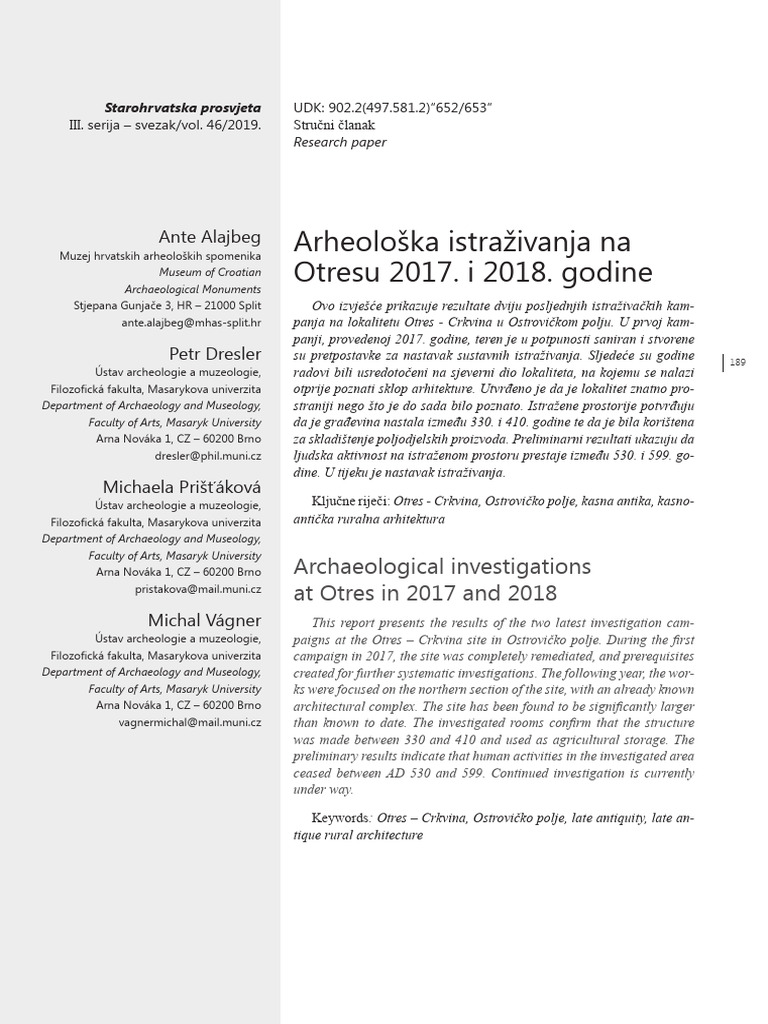 Otres Crkvina Bribir, 2017,18, Kasna Antika | PDF