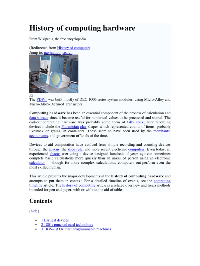 Evolution of Computing Hardware History | PDF | Calculator | Computer ...
