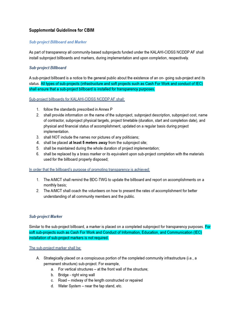 Supplemental Guidelines For CBIM SP Billboard and Marker Revised ...