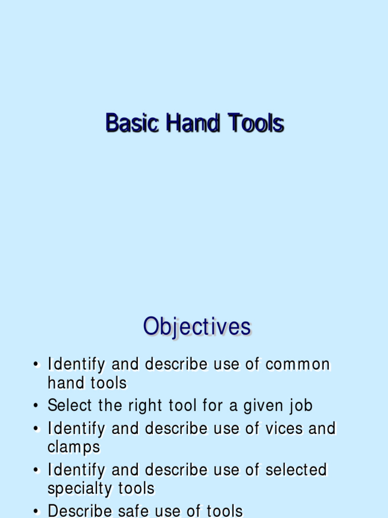 Basic Hand Tools | PDF | Tools | Metalworking