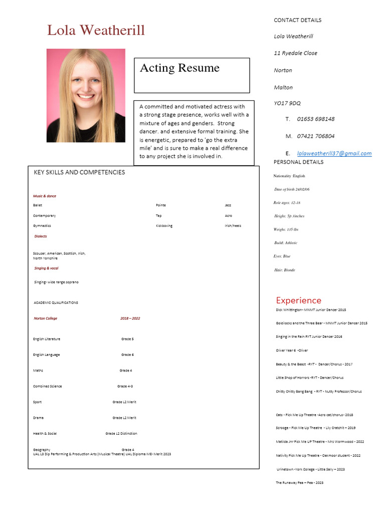 Performers CV | PDF | Performing Arts | Entertainment