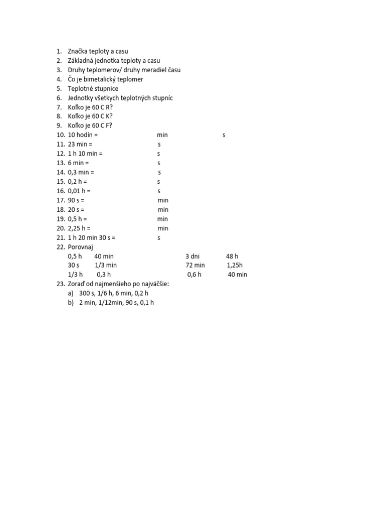 Pisomka 7 Rocnik Z Teploty A Casu | PDF