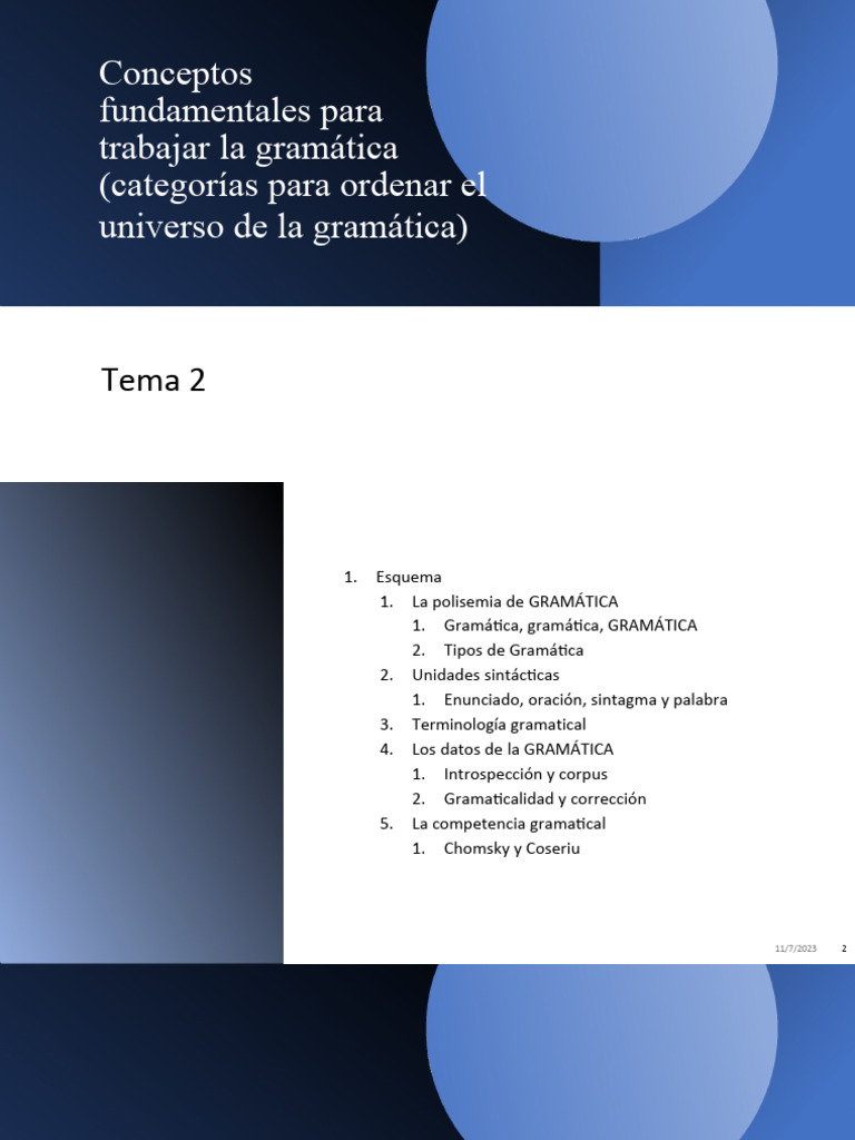 Tema 2 | PDF | Oración (Lingüística) | Gramática