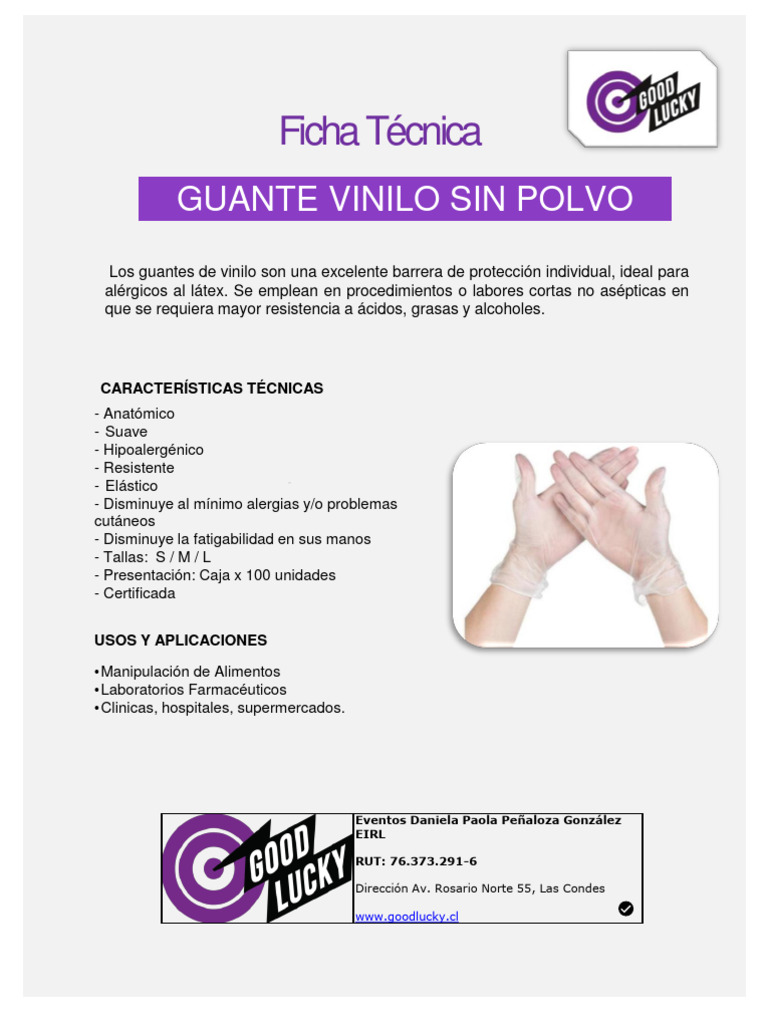 Ficha Tecnica Guante Vinilo | PDF Ficha Tecnica Guante Vinilo | PDF