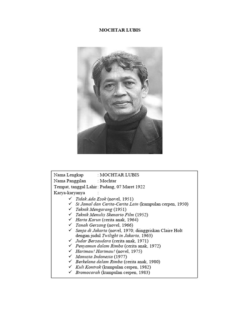 Biografi dan Karya Mochtar Lubis | PDF