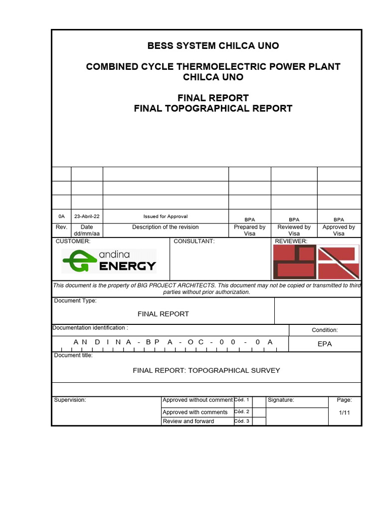 ANDINA-BPA-OC-00 - 0A Topographic Study Report 2022 | PDF