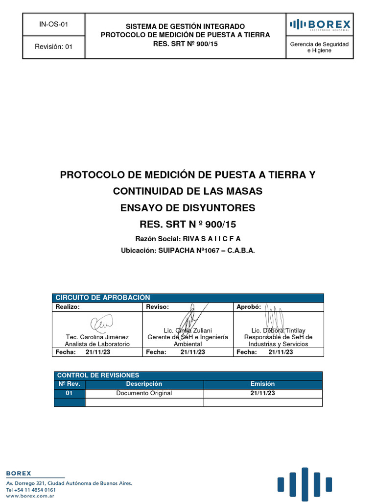 IN-OS-01 Protocolo de Puesta A Tierra | PDF