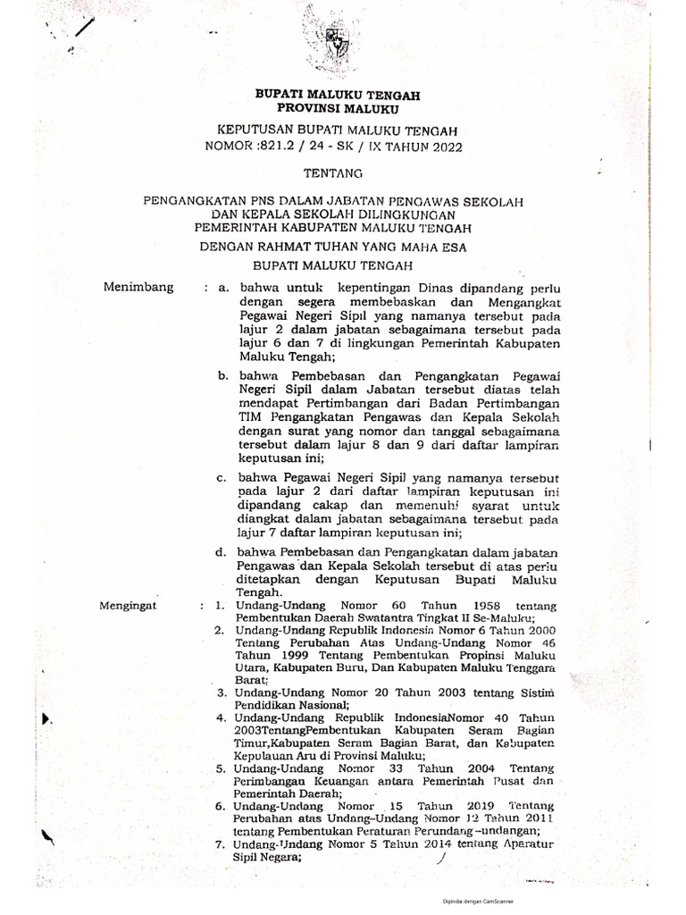 SK Kepsek Lengkap | PDF