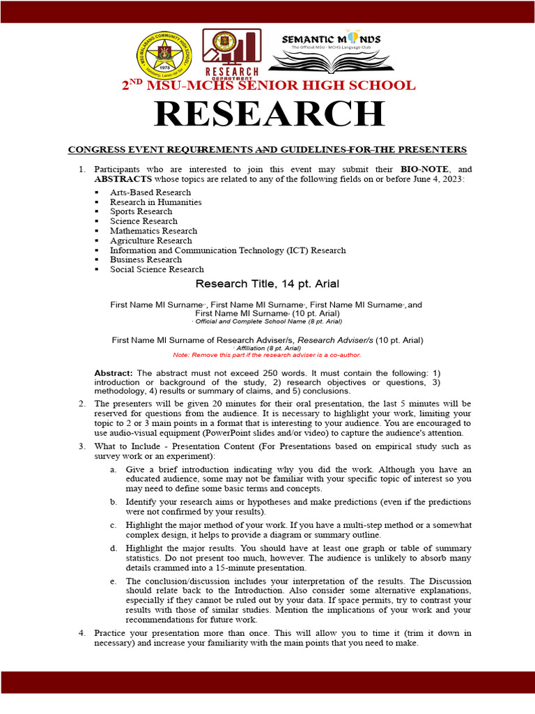RC - Guidelines For Presentation | PDF