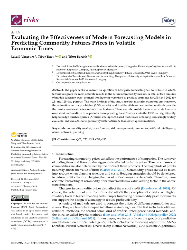 Evaluating The Effectiveness of Modern Forecasting Models in Predicting Commodity Futures Prices ...
