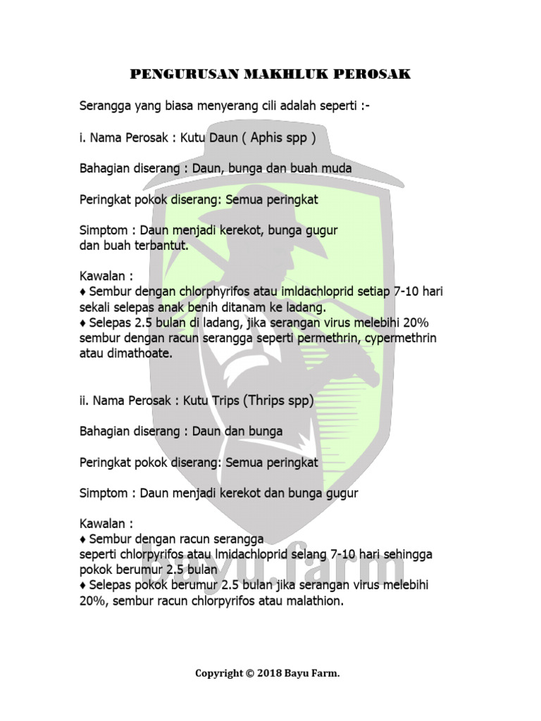 Pengurusan Makhluk Perosak | PDF