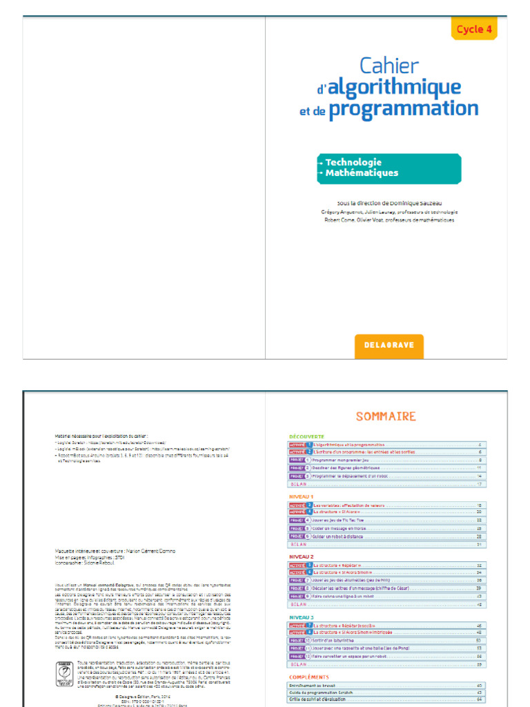 5ème CAHIER D'ALGORITHMIQUE ET DE PROGRAMMATION | PDF