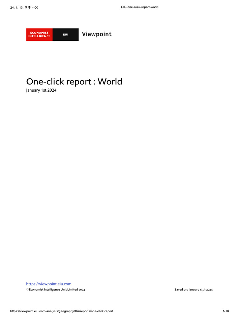 EIU One Click Report World | PDF | Cost Of Living | Inflation
