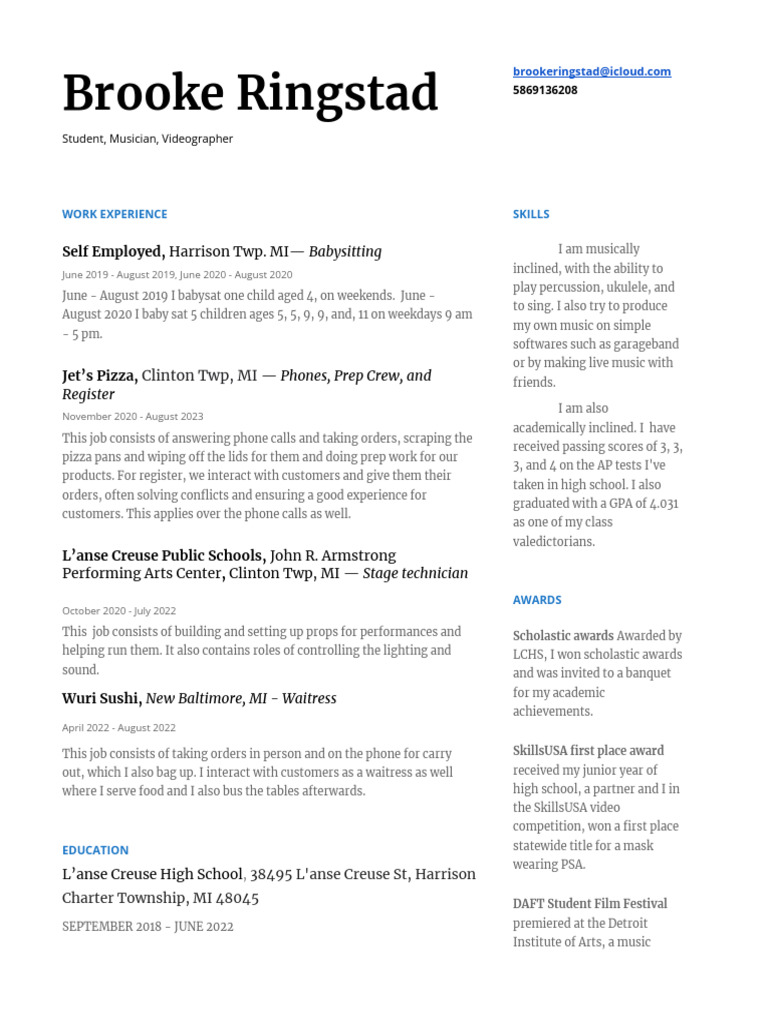 brooke r resume 2 | PDF