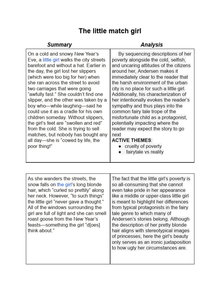 The Little Match Girl Analysis | PDF | Death