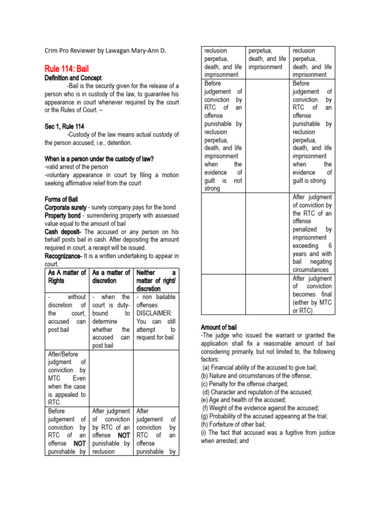 Crim Pro Reviewer | PDF | Plea | Arraignment