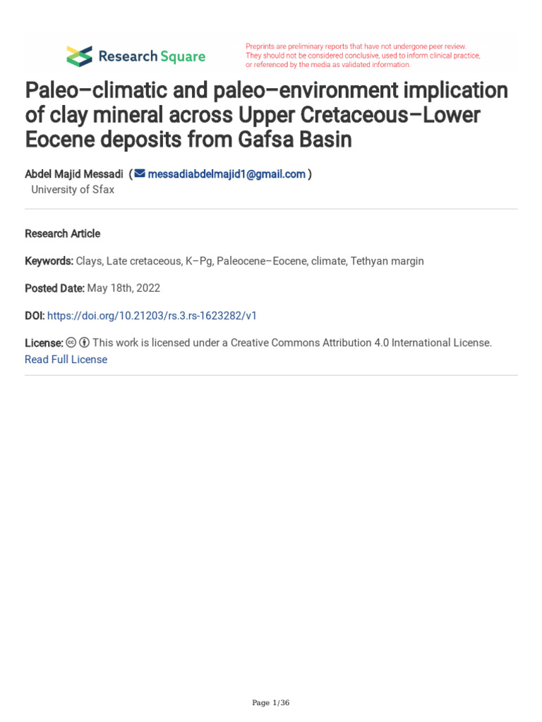 Paleo-Climatic and Paleo-Environment Implication o | PDF | Minerals ...