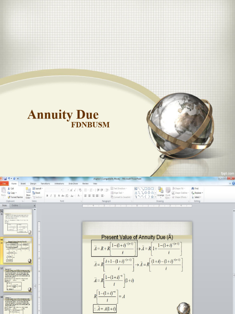 Annuity Due | PDF | Present Value | Interest