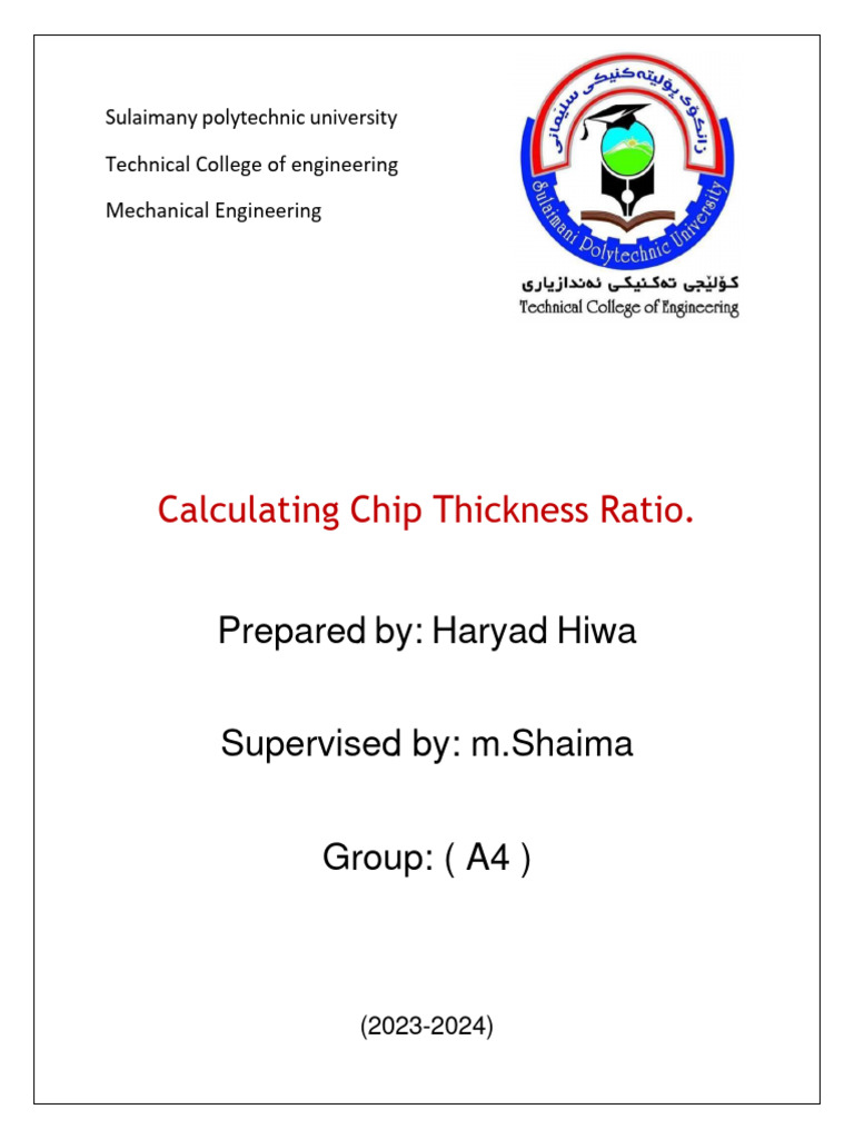 Chip Thickness Ratio 1 | PDF | Machining | Mechanical Engineering