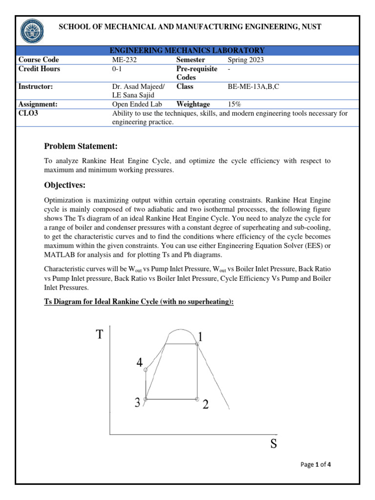 Open Ended Lab (ME-232) | PDF | Continuum Mechanics | Thermodynamics