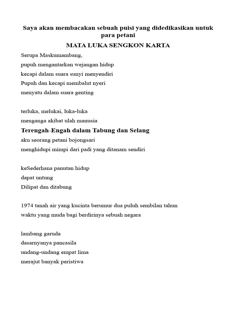 Mata Luka Sengkon Karta | PDF | Seni | Puisi