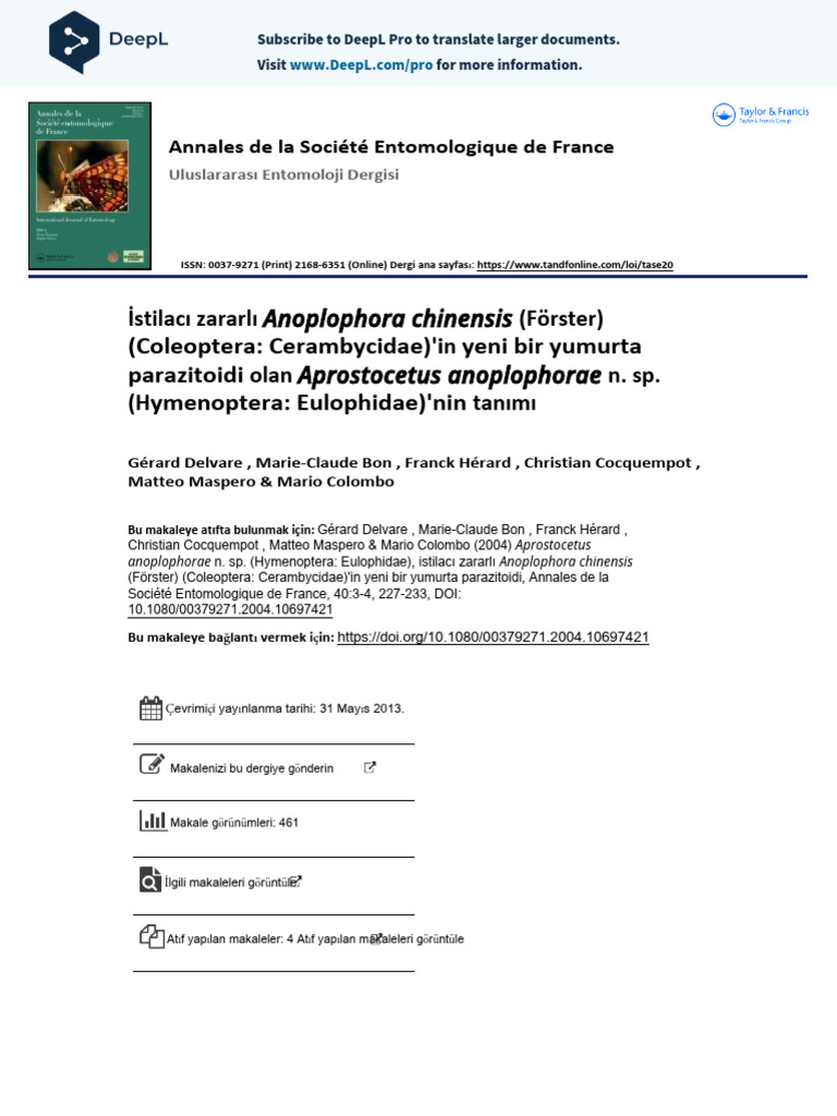 Description of Aprostocetus Anoplophorae N SP Hymenoptera Eulophidae A ...
