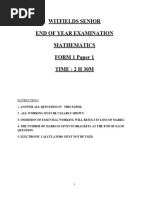Mathematics Form 1 - Question Paper | PDF | Sphere | Area