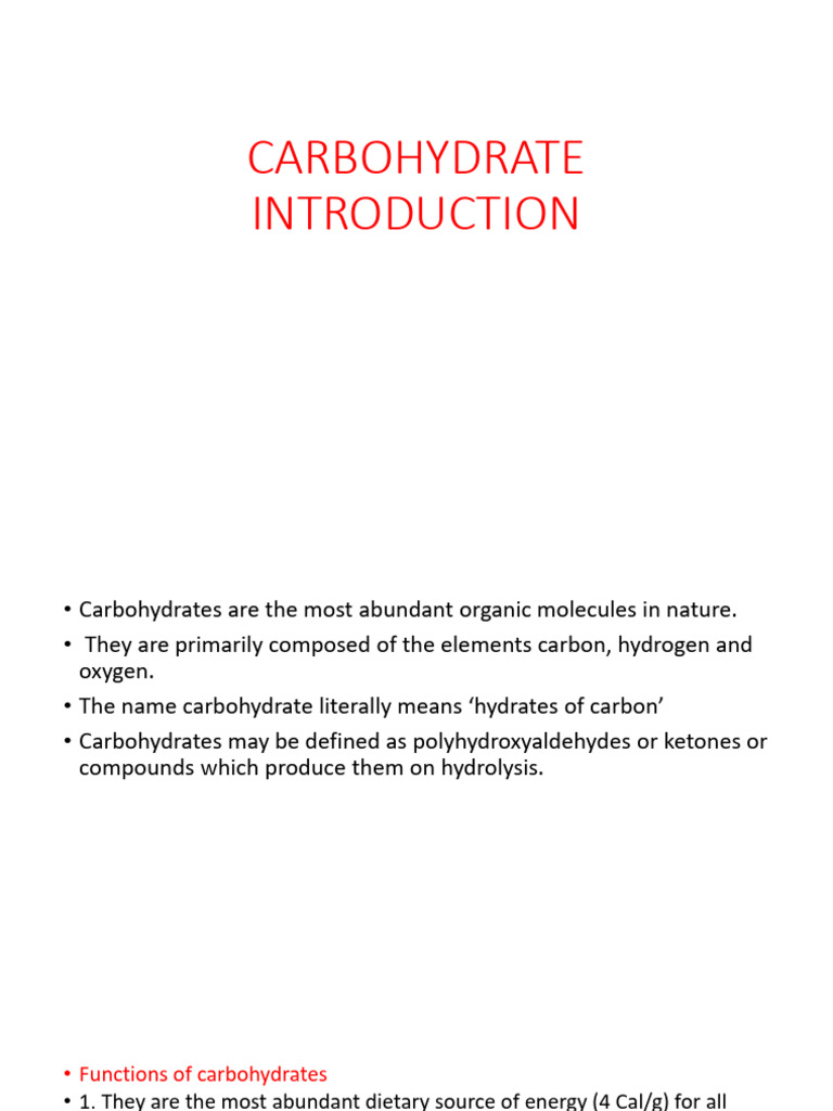 Carbohydrate Introduction | PDF