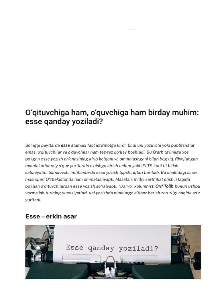 Esse Qanday Yoziladi | PDF