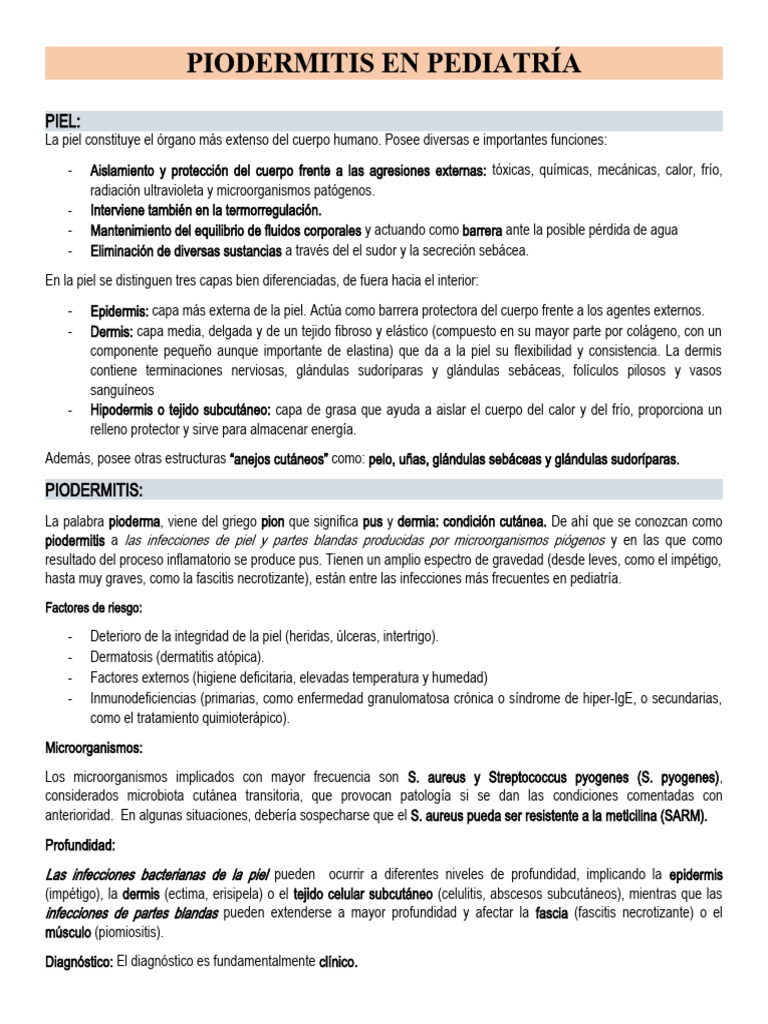 Piodermitis Pediátrica: Guía Clínica | PDF | Piel | Enfermedades y ...