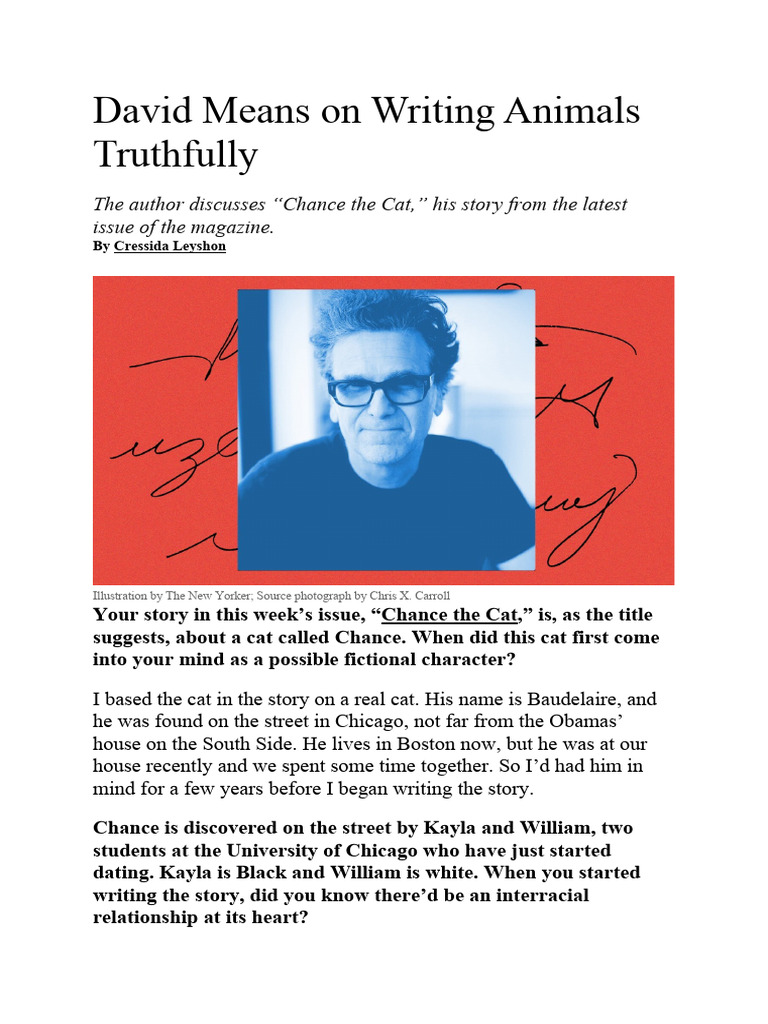 David Means Discusses "Chance the Cat" | PDF