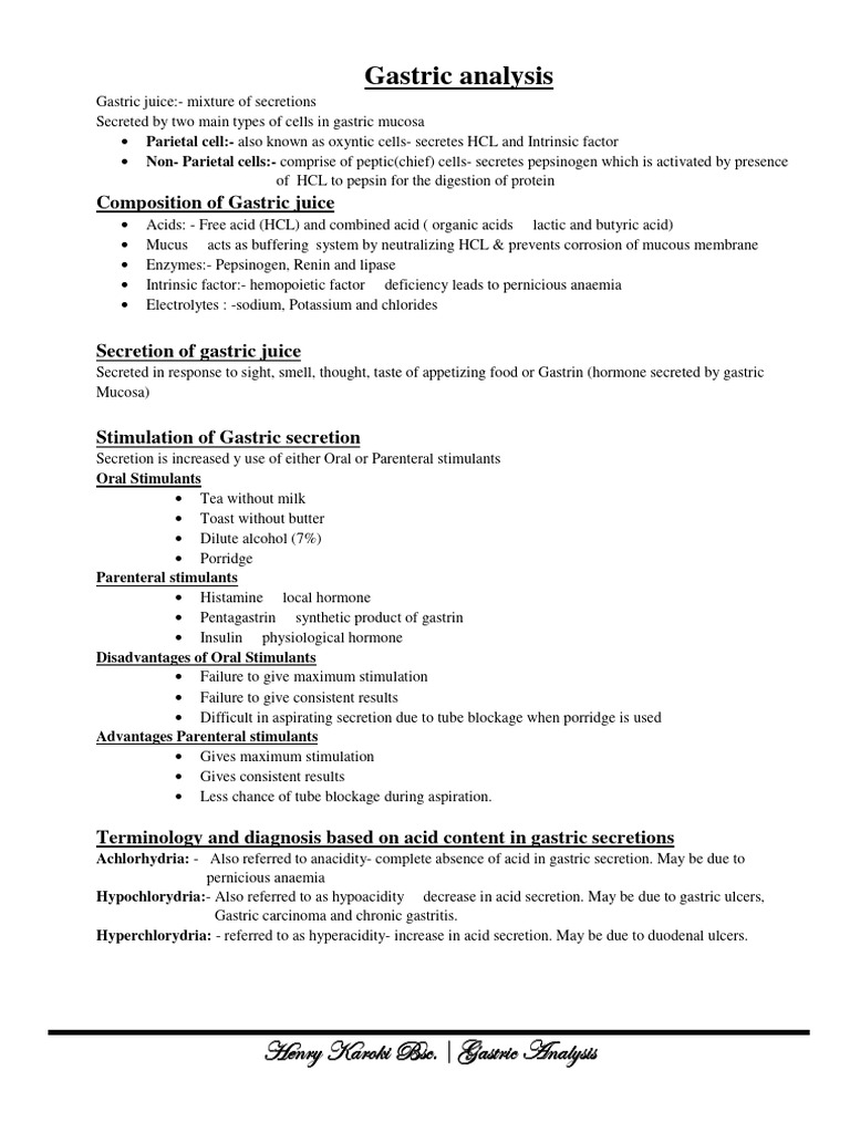 3.0 Gastric Analysis | PDF | Stomach | Organ (Anatomy)