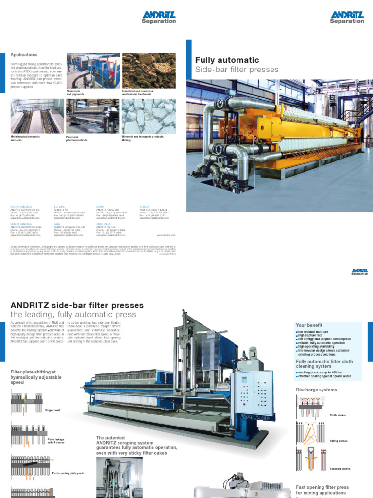 Fully Automatic Side Bar Filter Press | PDF | Chemistry | Secondary ...
