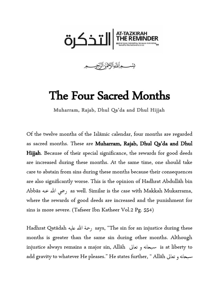 The Four Sacred Months | PDF | Monotheism | Semitic Words And Phrases