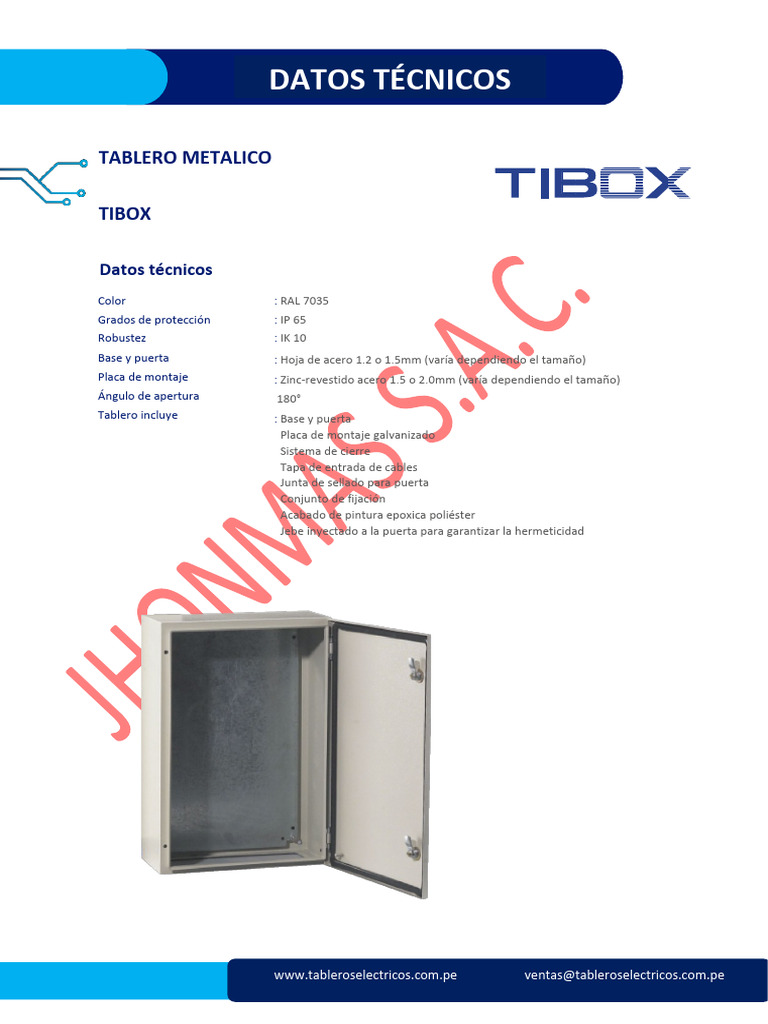 Tablero Metalico Adosable Ip65 Tibox Ficha Tecnica | PDF