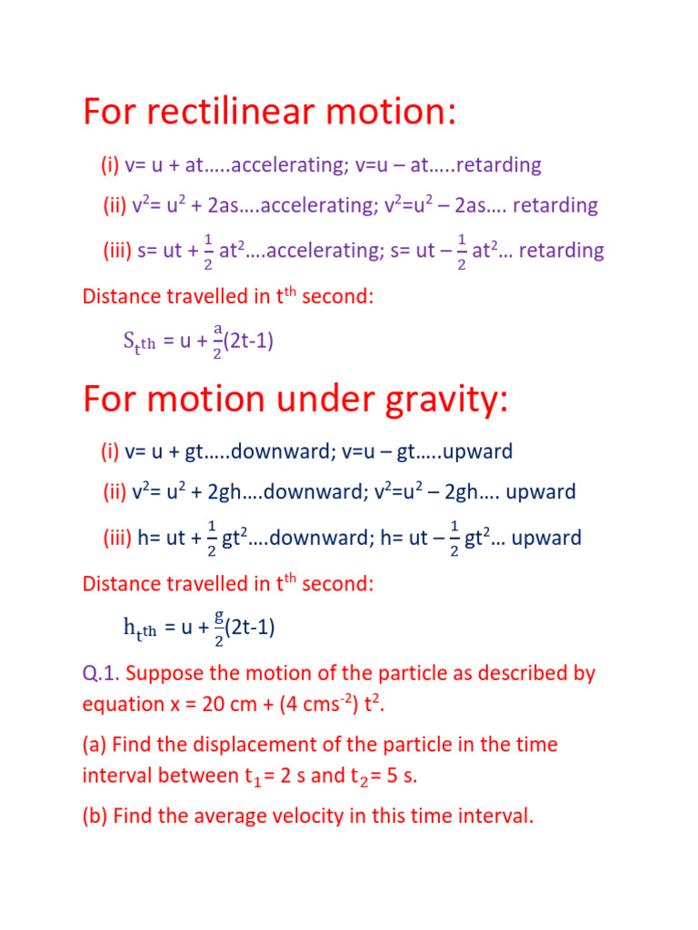 Rectilinear Motion and Gravity Problems | PDF