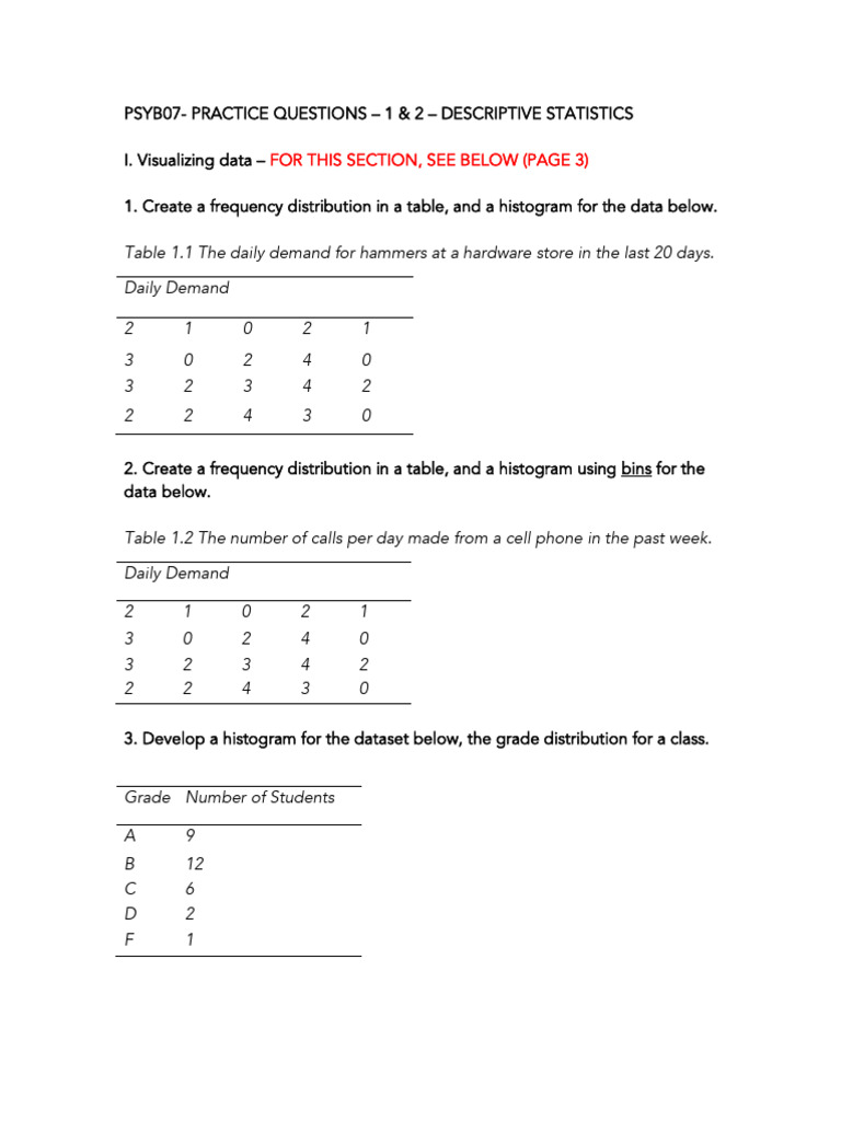Practice Questions - 1 - 2 - Descriptive Statistics - KEY - Updated ...