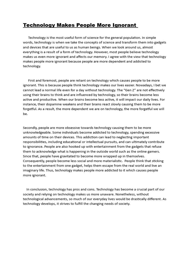 Technology Makes People More Ignorant | PDF