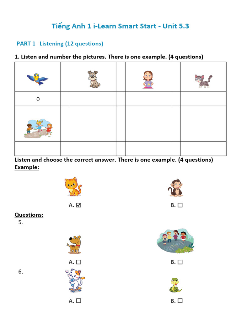 Smart start 1 _ Test_Unit 5.3 | PDF Smart start 1 _ Test_Unit 5.3 | PDF