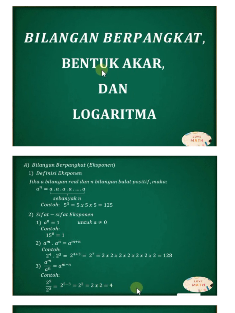 Bilangan Berpangkat, Akar Dan Logaritma | PDF