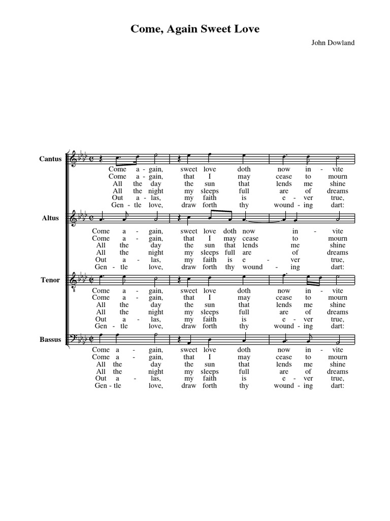 John Dowland - Come Again Sweet Love Doth Now Invite | PDF