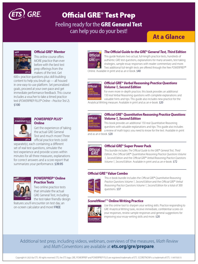 Gre Test Prep at A Glance | PDF | Graduate Record Examinations ...