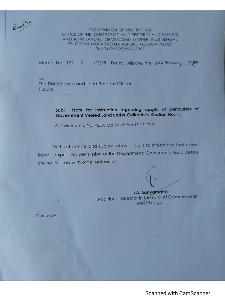 1 No Khatian Instruction - 1 | PDF